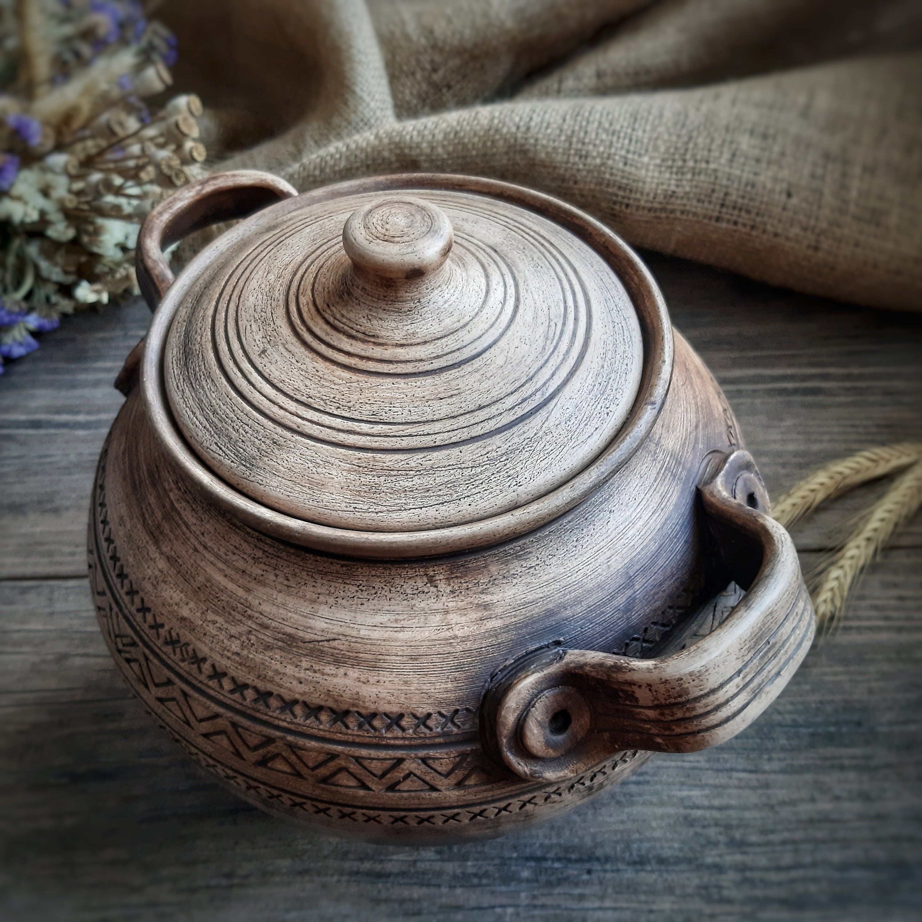 Large Clay Pot for Cooking With Lid ECO Glazed Terra Cotta - Etsy