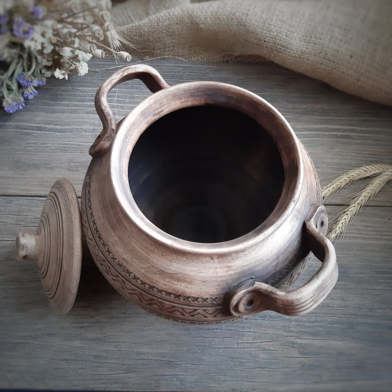 Large Clay Pot for Cooking With Lid ECO Glazed Terra Cotta | Etsy
