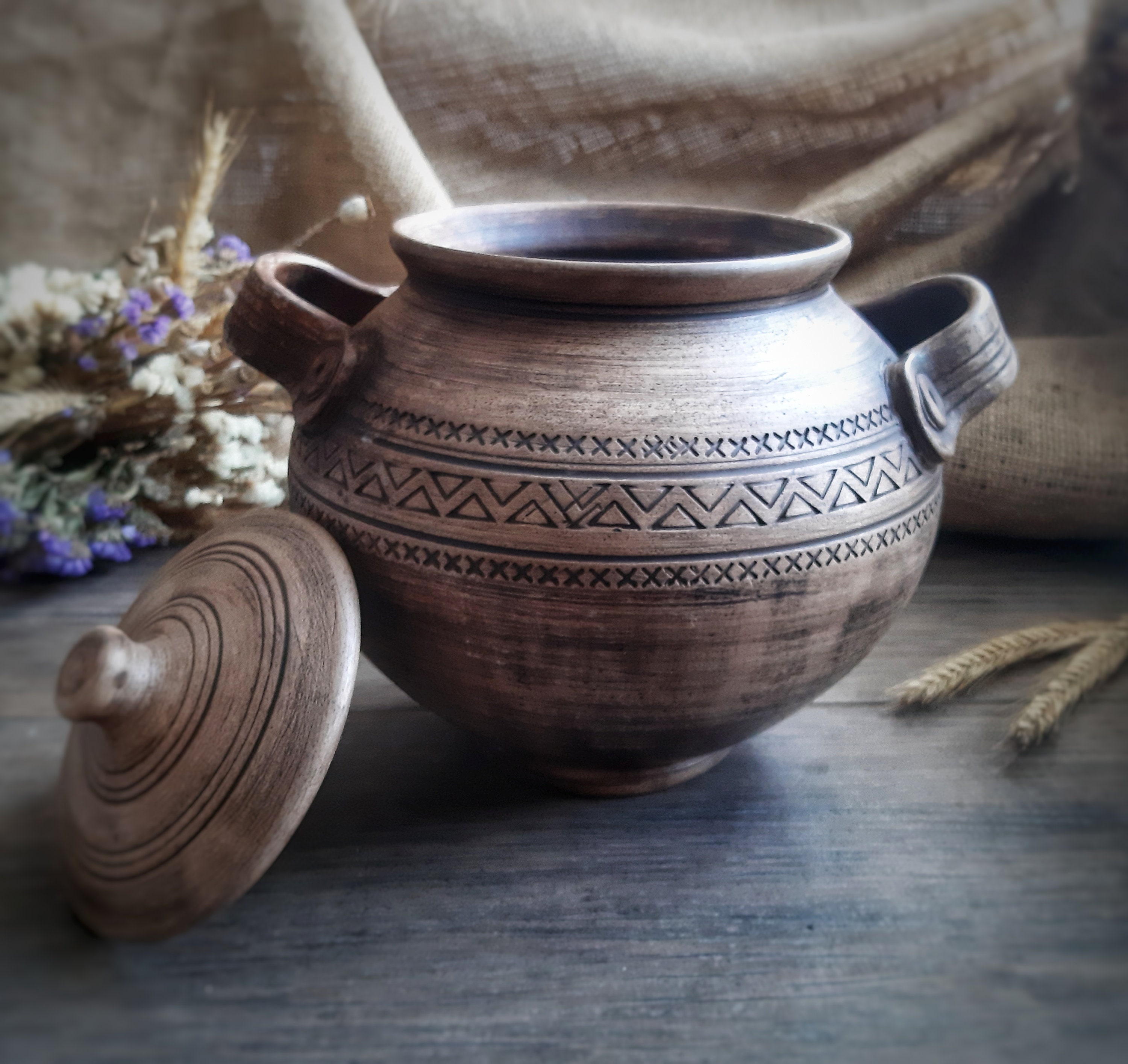 Large Clay Pot for Cooking With Lid ECO Glazed Terra Cotta | Etsy