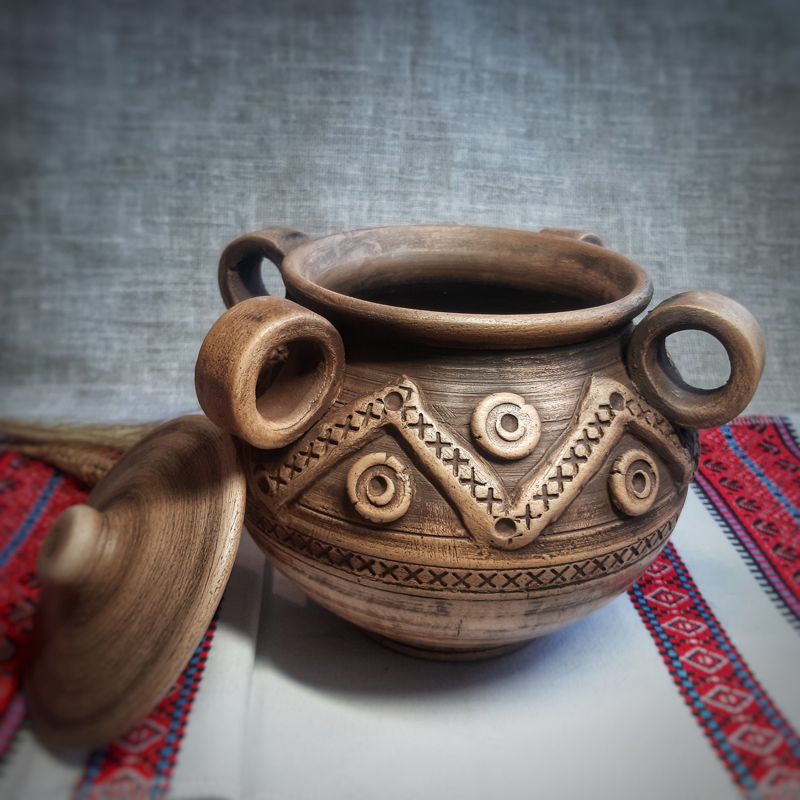 Slavic Folk Art Rustic Pottery Pots With Lid and Handles 3L/ | Etsy