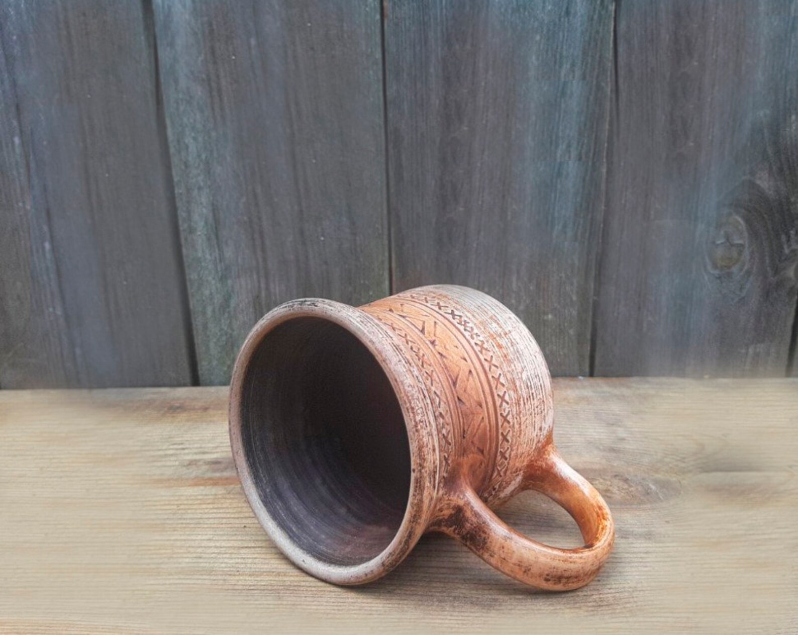 Modern Rustic Pottery Mug 250 ml 16 fl.oz Country Rustic | Etsy