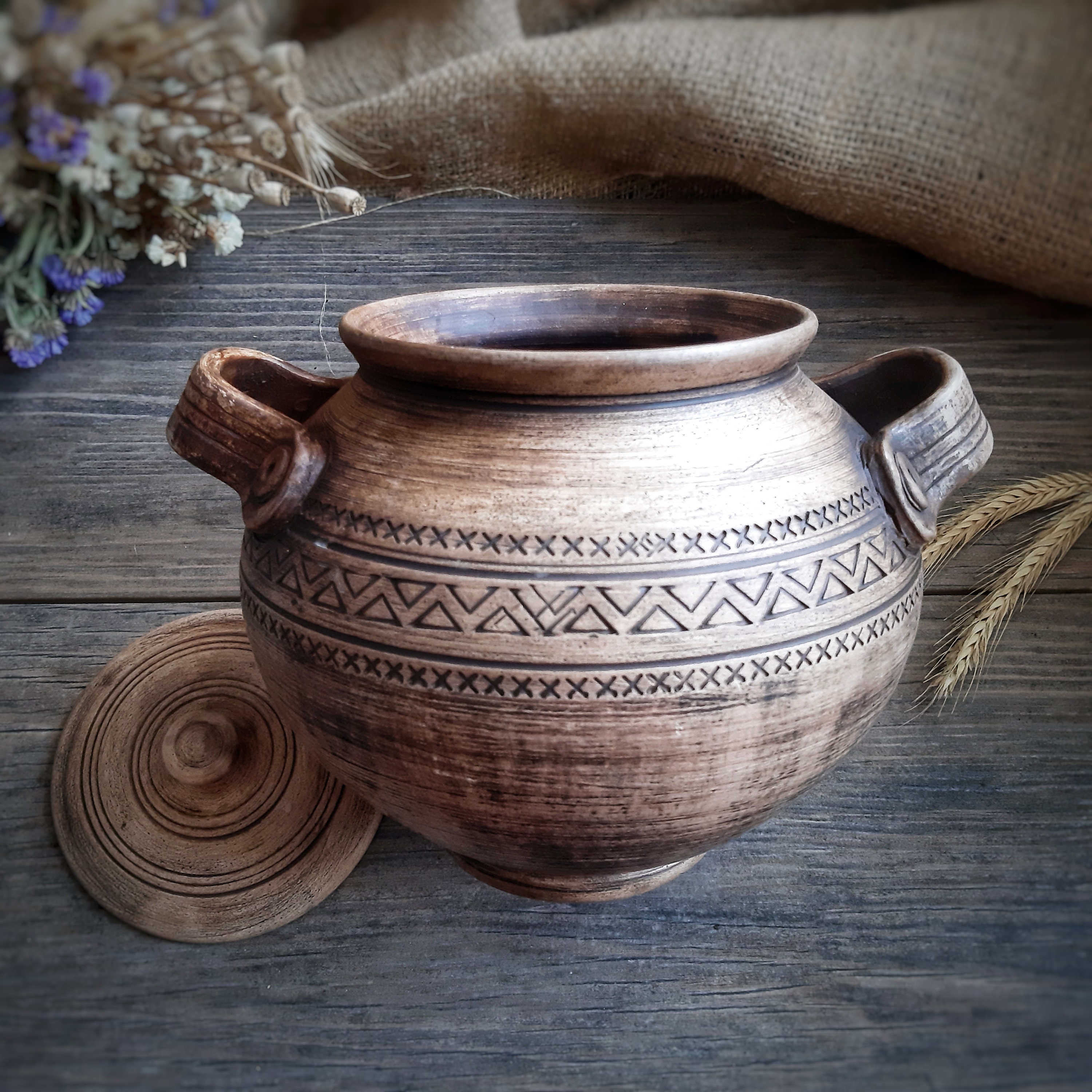 Large Clay Pot for Cooking With Lid ECO Glazed Terra Cotta | Etsy