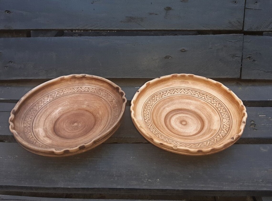 Modern Rustic Pottery Plate Serving Bowl Terracotta Fruits - Etsy