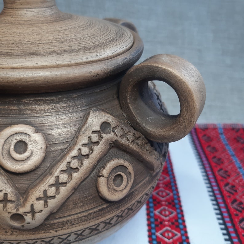 Slavic Folk Art Rustic Pottery Pots With Lid and Handles 3L/ | Etsy