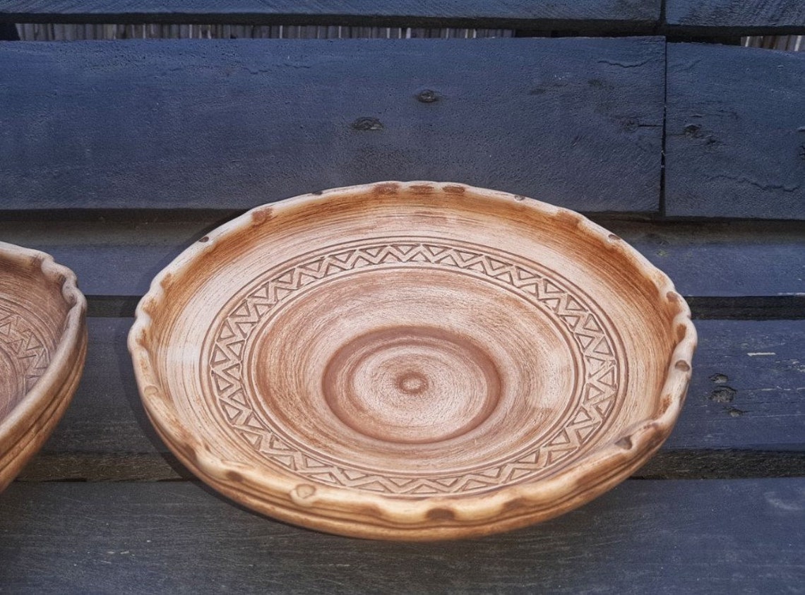 Modern Rustic Pottery Plate Serving Bowl Terracotta Fruits - Etsy