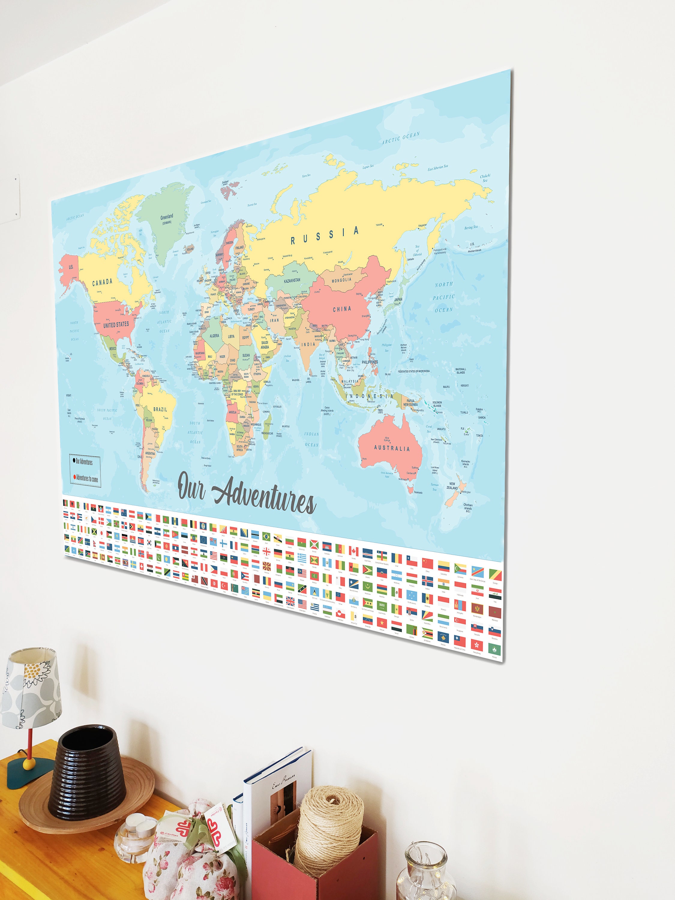 World Map Push Pin Push Pin Map World Map Pin Board Cork | Etsy