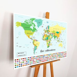 World Map Push Pin, Push Pin Map, World Map Pin Board, Cork World Map ...