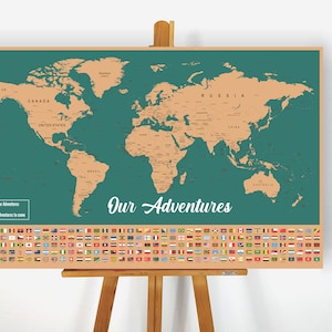 World Map Push Pin, Push Pin Map, World Map Pin Board, Cork World Map ...