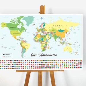 World Map Push Pin, Push Pin Map, World Map Pin Board, Cork World Map ...