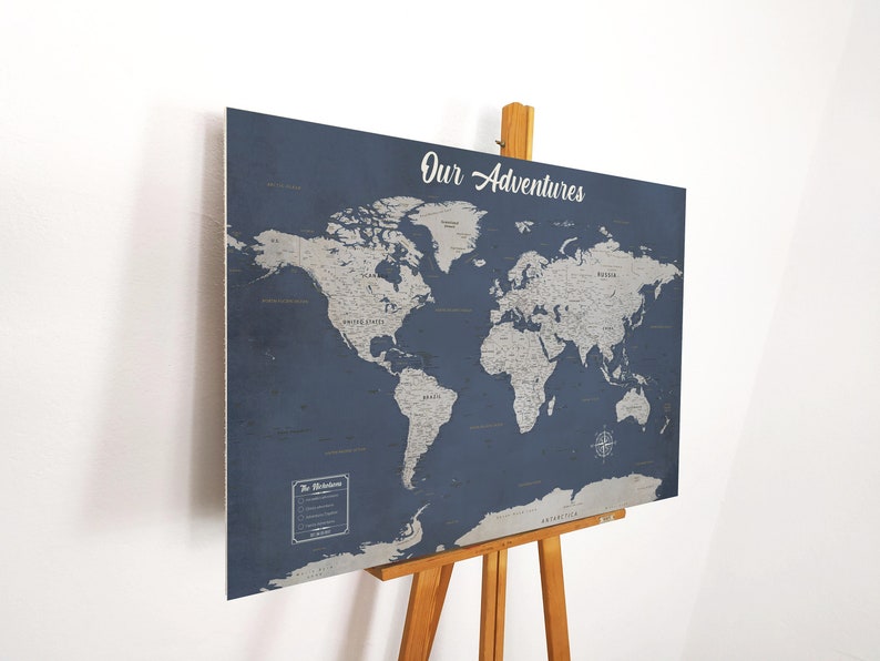 World Map Push Pin Personalized Pin Board Gift Cork World - Etsy