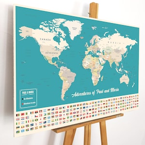 World Map Push Pin, Push Pin Map, World Map Pin Board, Cork World Map ...