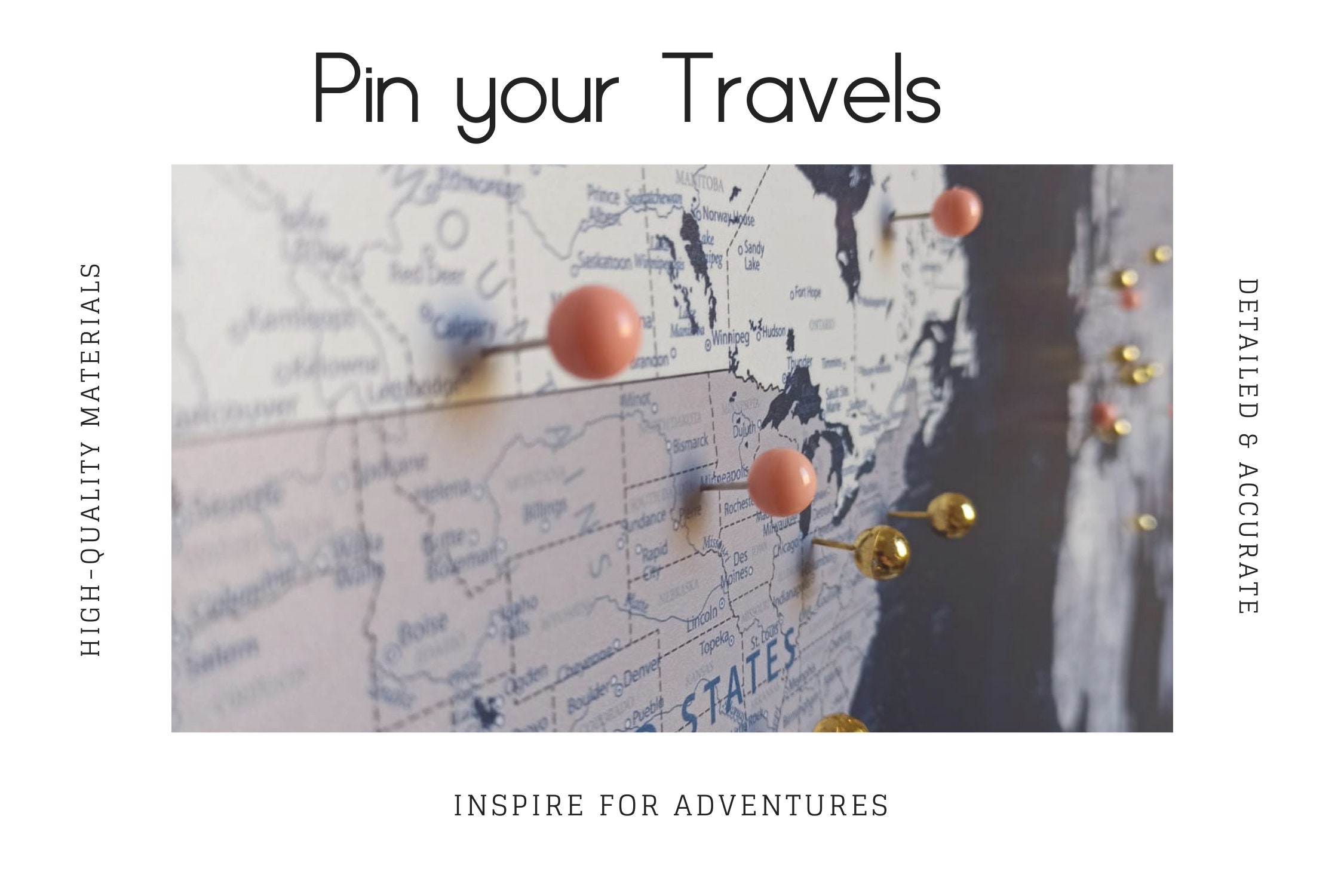 World Map Push Pin Personalized Pin Board Gift Cork World - Etsy UK