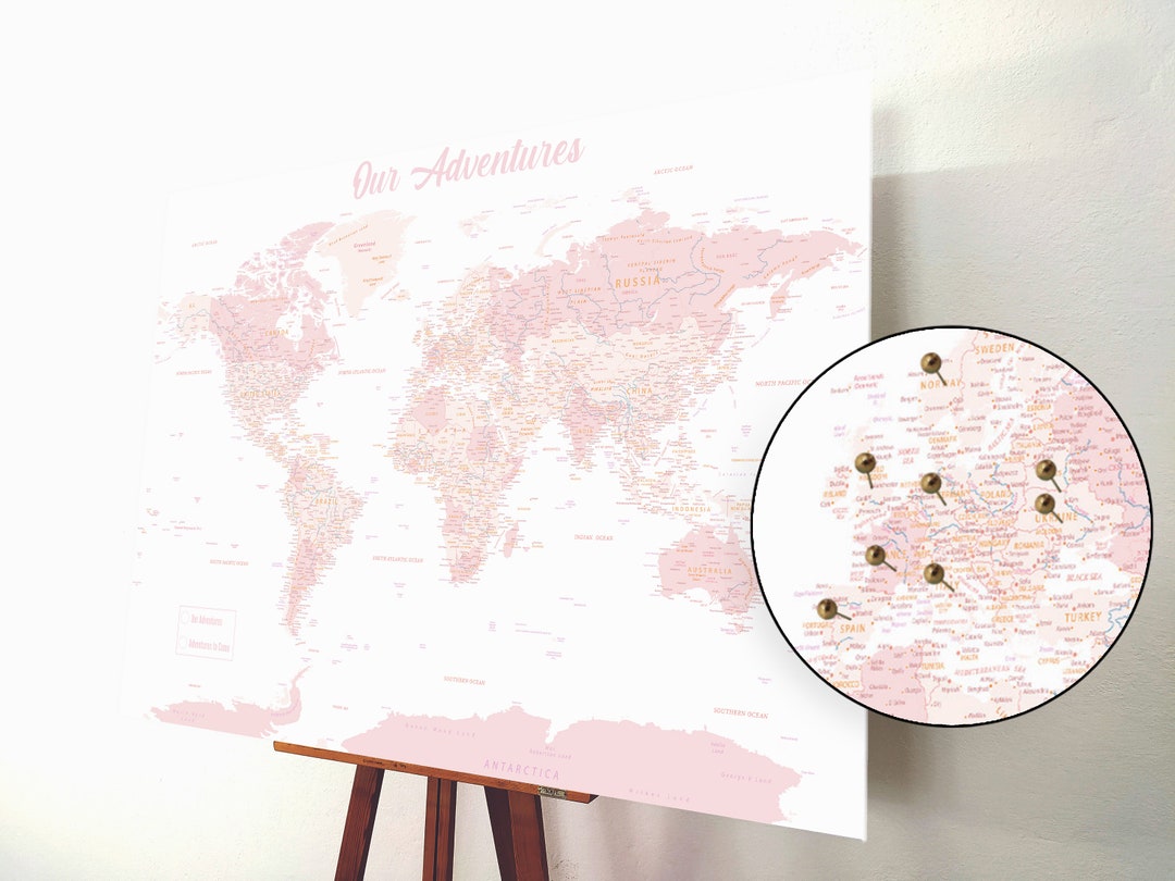 Mapa Del Mundo Push Pin, Push Pin Map, World Map Pin Board, Cork World ...