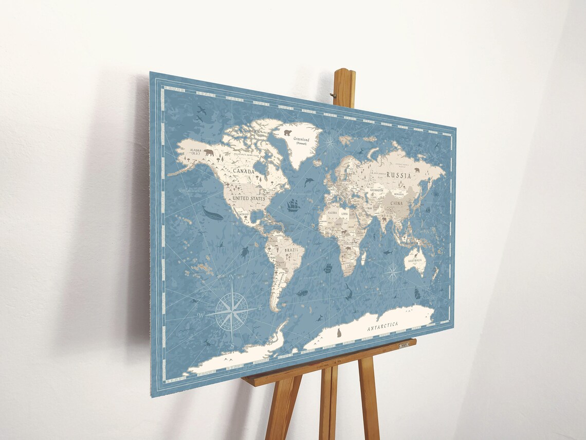 World Map Push Pin, Push Pin Map, World Map Pin Board, Cork World Map ...