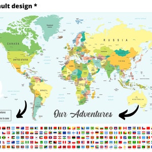World Map Push Pin, Push Pin Map, World Map Pin Board, Cork World Map ...