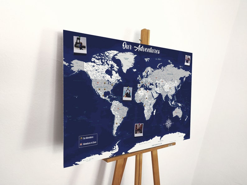 World Map Push Pin Push Pin Map World Map Pin Board Cork | Etsy UK