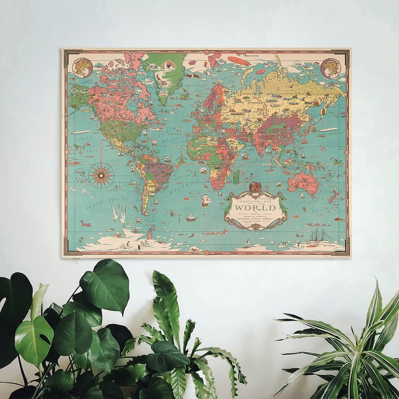 Vintage Push Pin World Map, Personalized Travel Pinboard, Large Cork ...