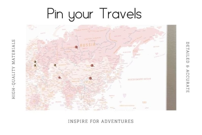 World Map Push Pin Push Pin Map World Map Pin Board Cork | Etsy UK