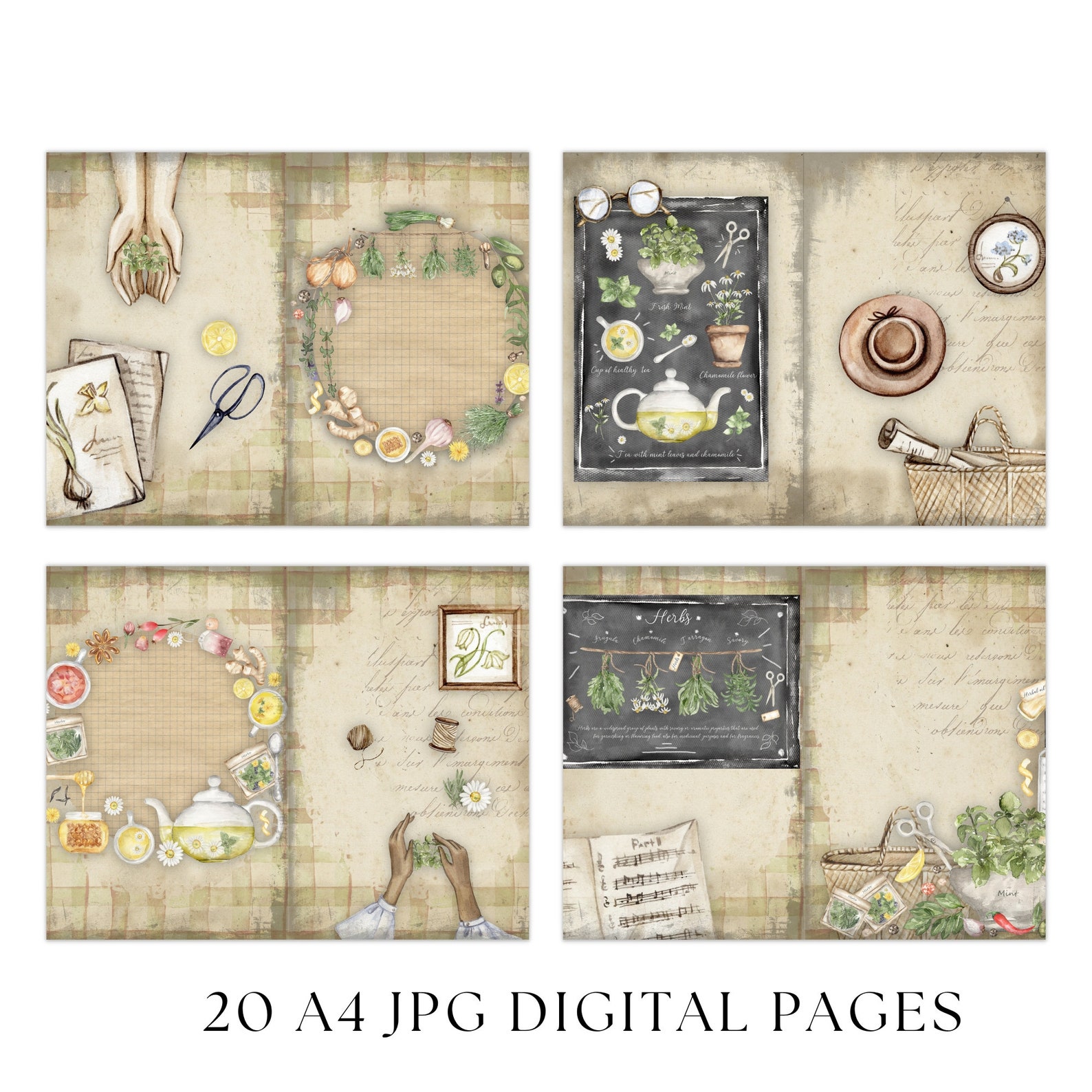 Herbs and Spices Junk Journal, Cooking Digital Kit, Instant Download ...