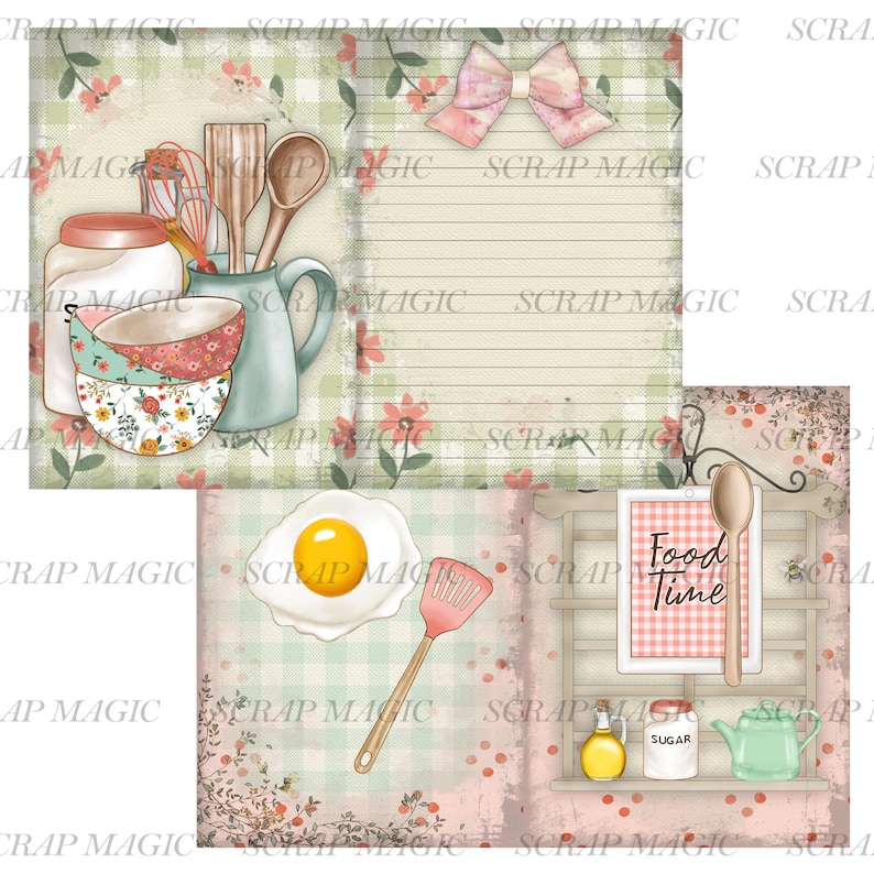 Cooking Junk Journal Digital Kit, Printable Collage Sheets, Instant ...