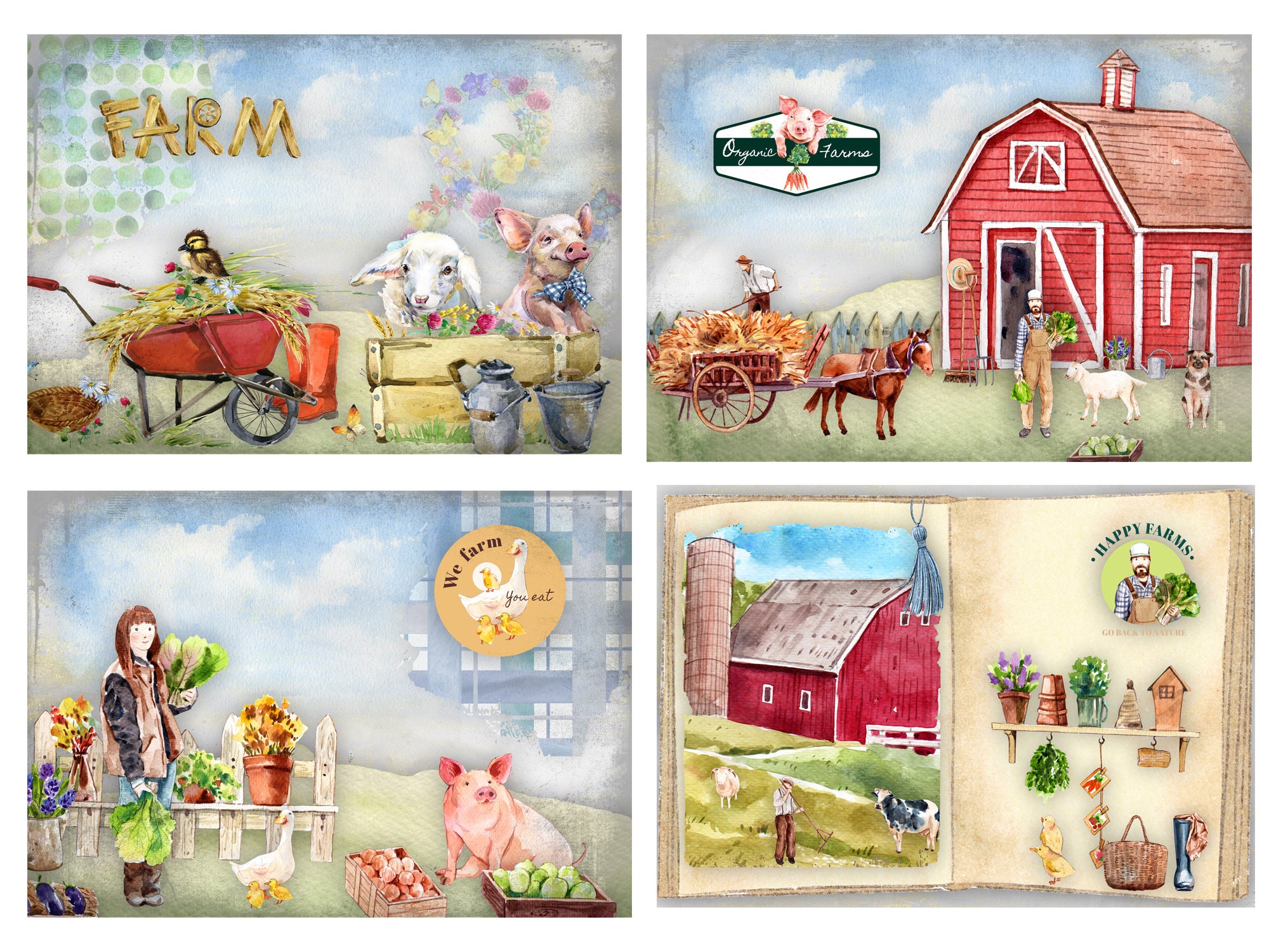 Farm Junk Journal Digital Kit Animals Journal Pages Barn - Etsy