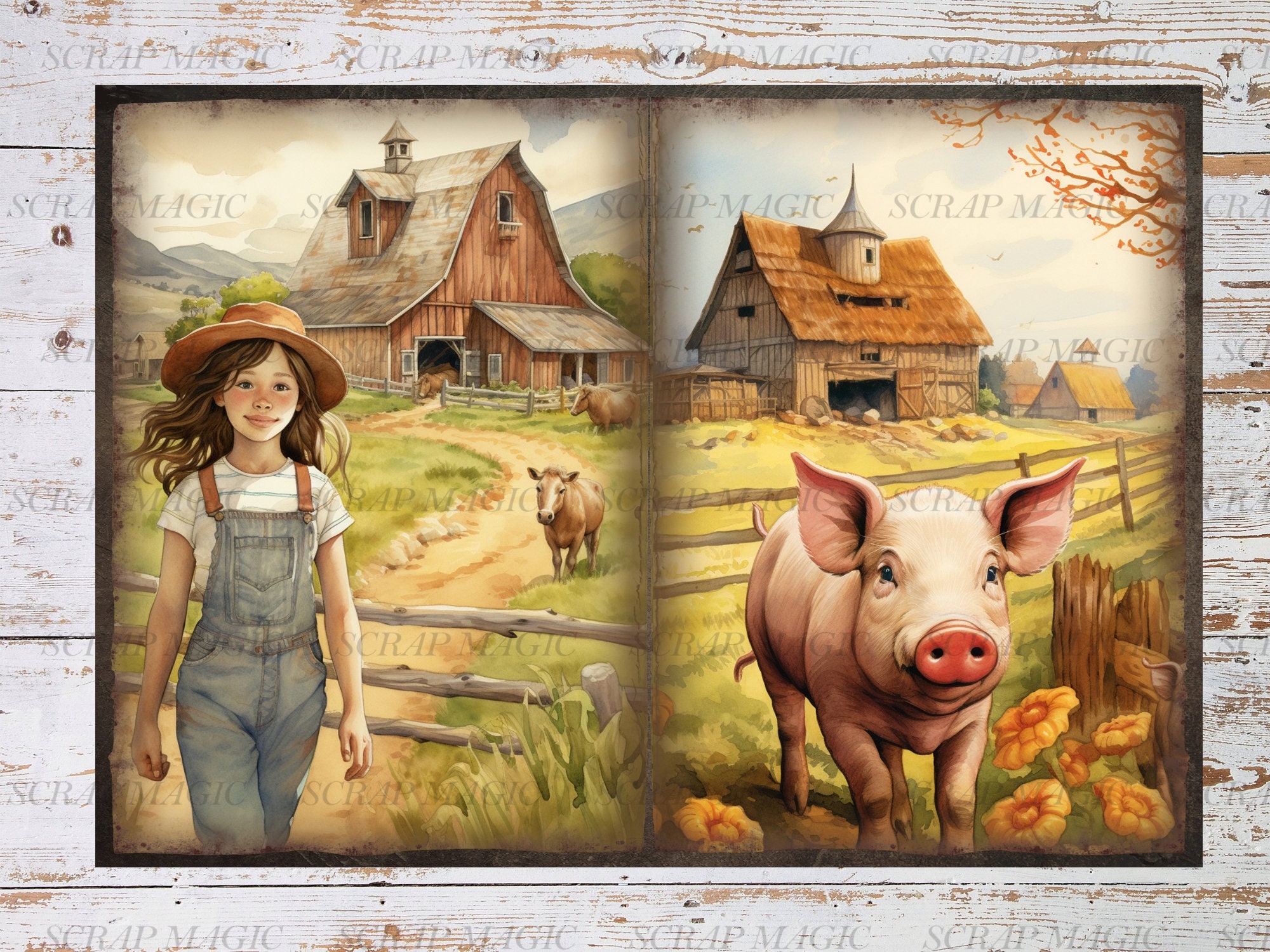 Country Farm Junk Journal, Digital Kit, Collage Sheets, Instant ...