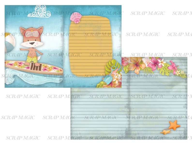 Beach Junk Journal, Digital Kit, Printable Collage Sheets, Instant ...