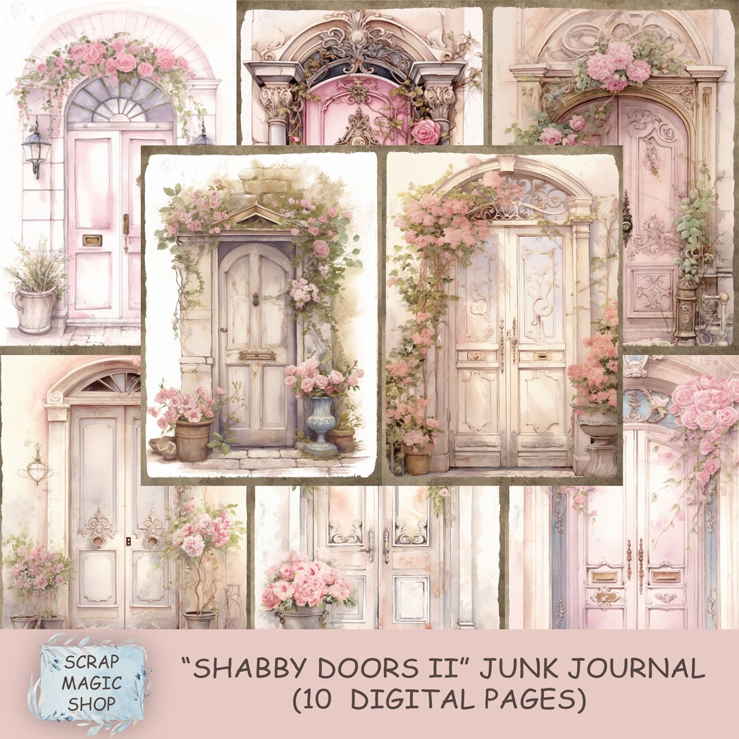 Shabby Doors Junk Journal, Digital Kit, Pink, Instant Download ...