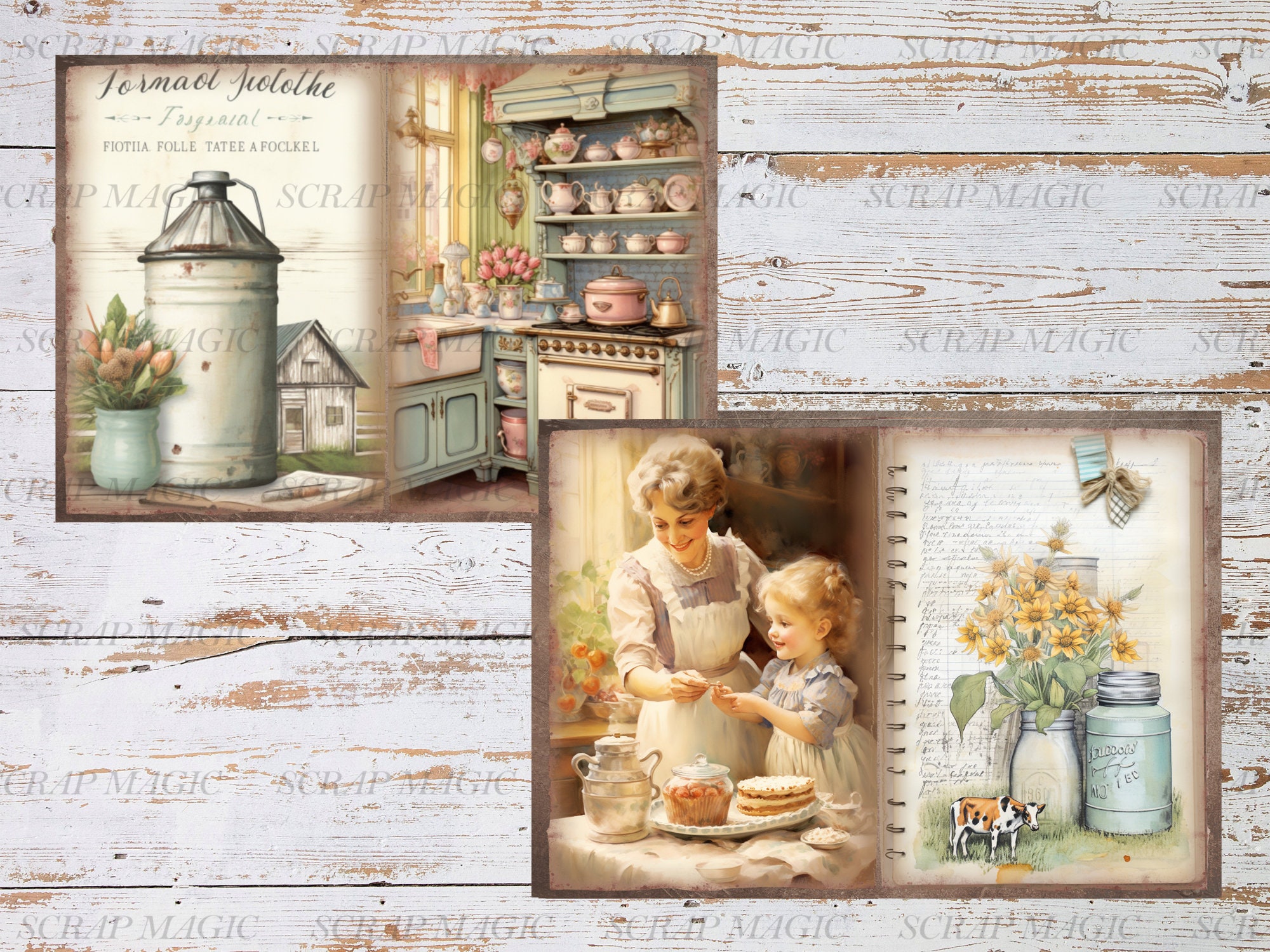 Cooking Junk Journal Digital Kit, Printable Collage Sheets, Instant ...