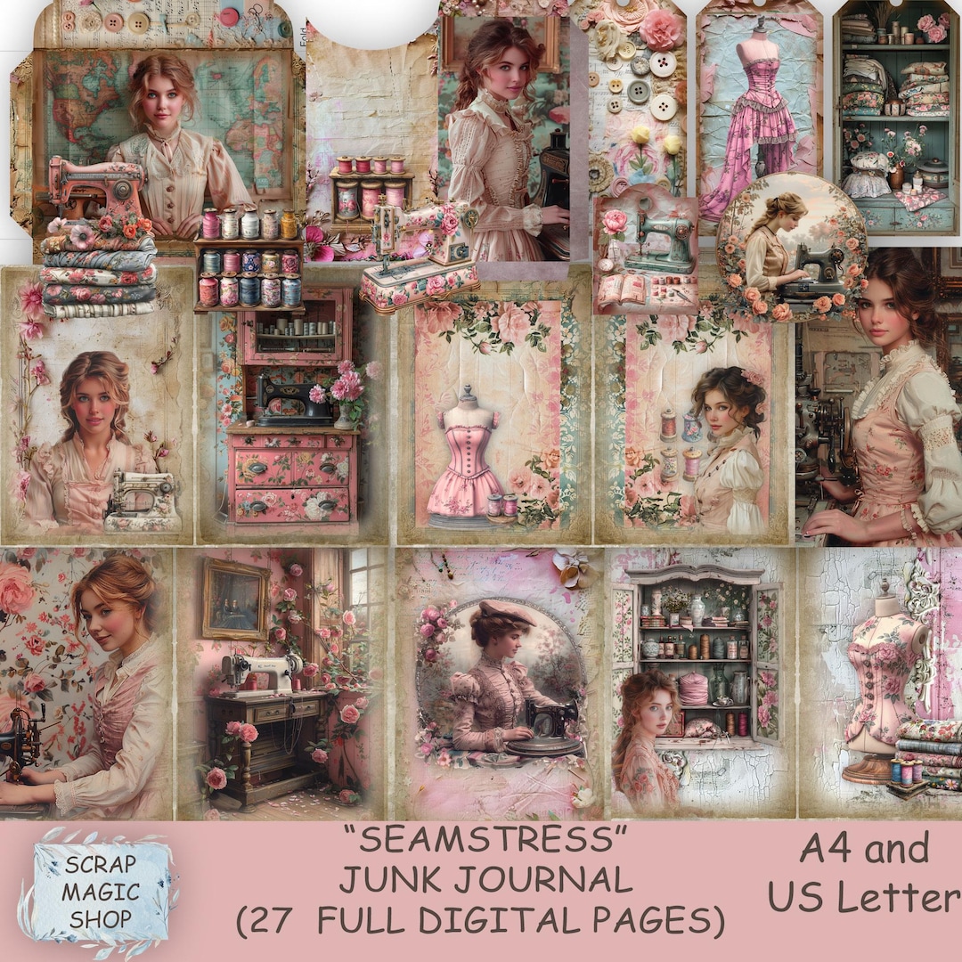 Vintage Sewing Junk Journal, Digital Kit, Seamstress, Instant Download ...
