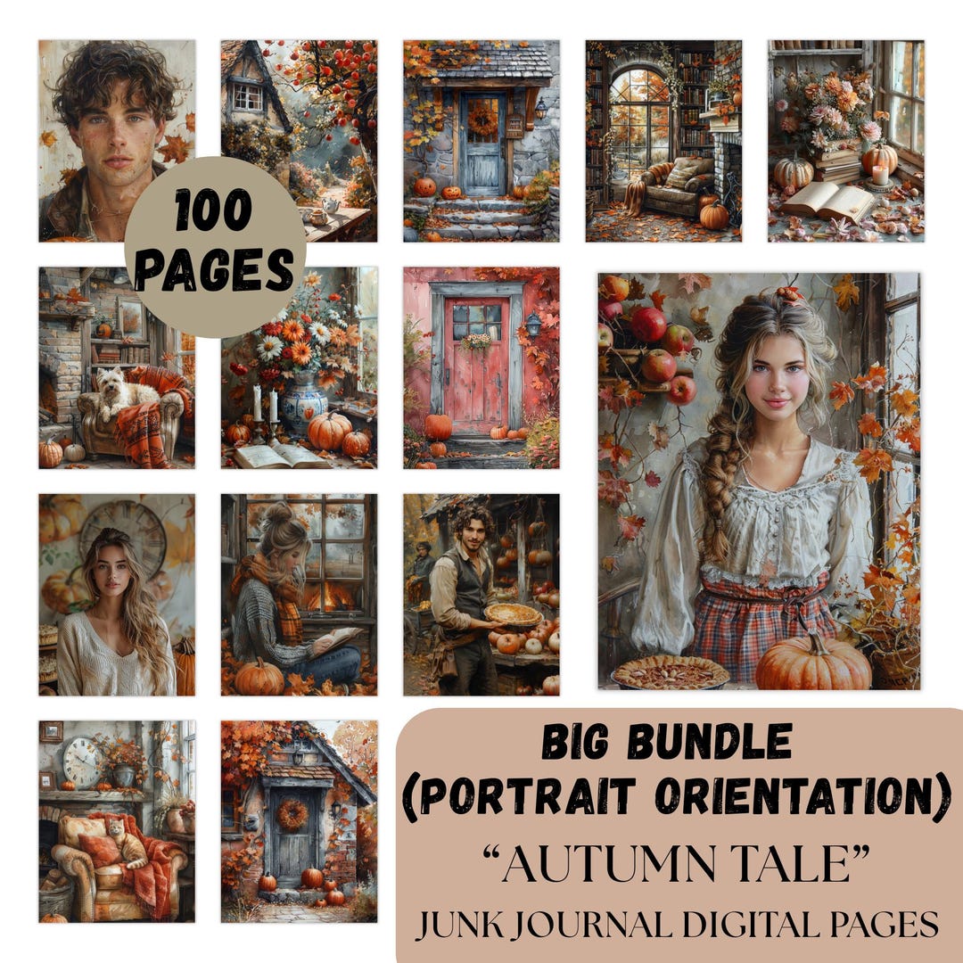 Autumn Theme Big Bundle, Junk Journal Kit, Digital Download, Collage ...