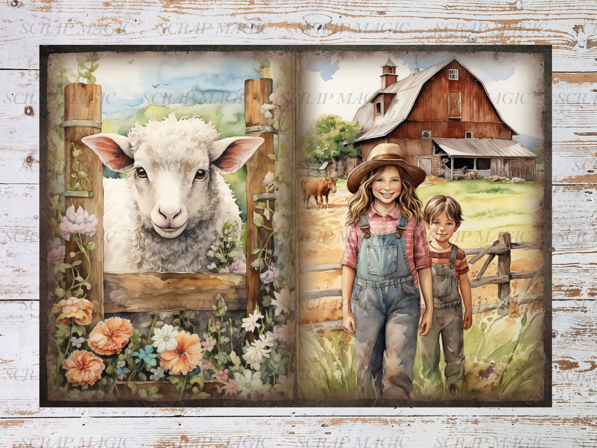 Country Farm Junk Journal, Digital Kit, Collage Sheets, Instant ...