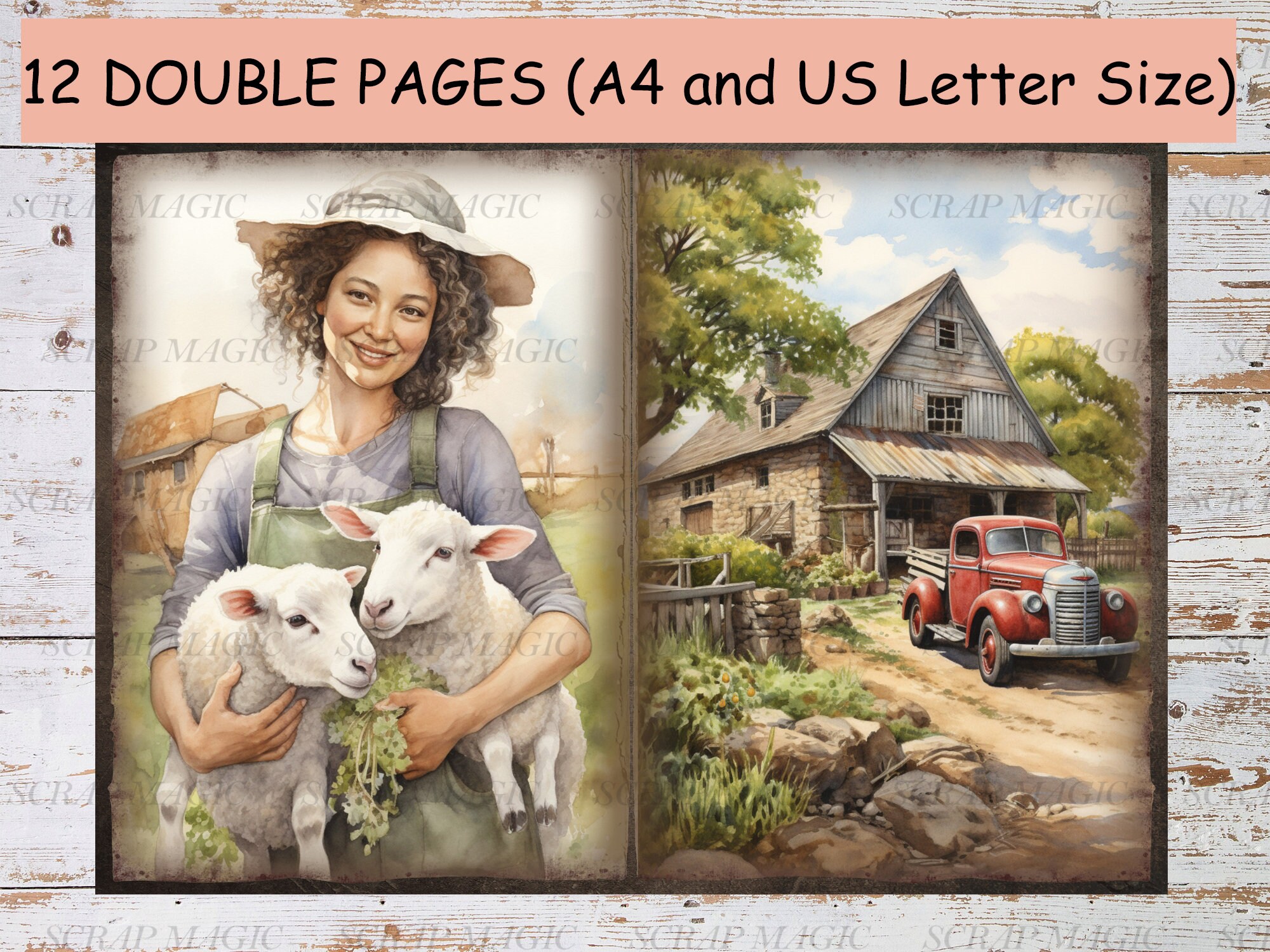 Country Farm Junk Journal, Digital Kit, Collage Sheets, Instant ...
