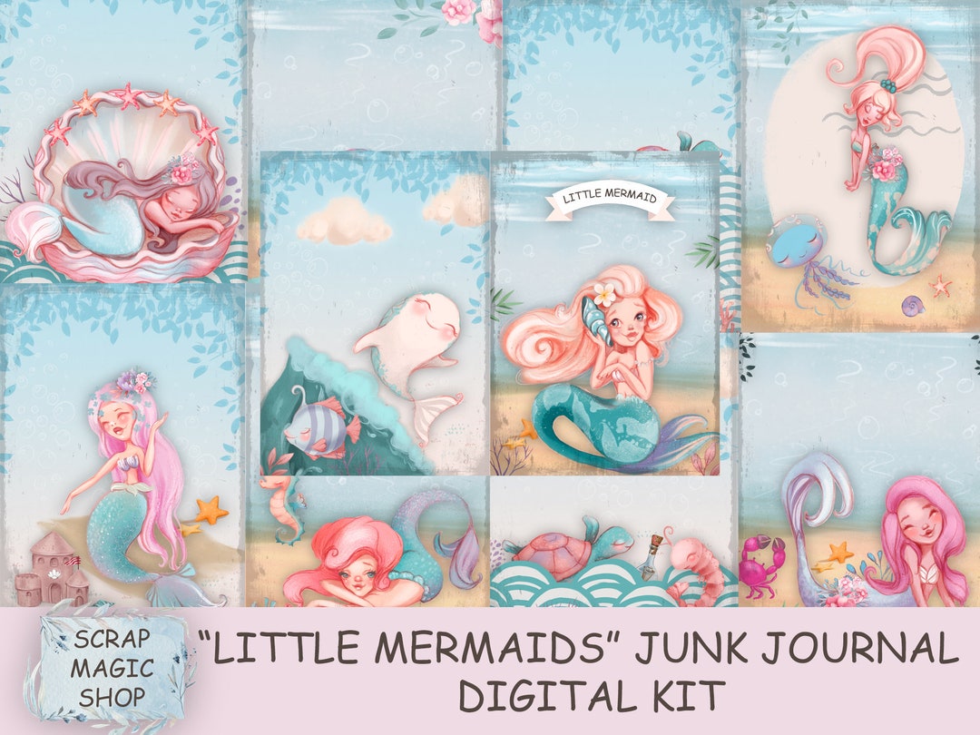 Little Mermaid Junk Journal, Digital Kit, Printable Collage Sheets ...