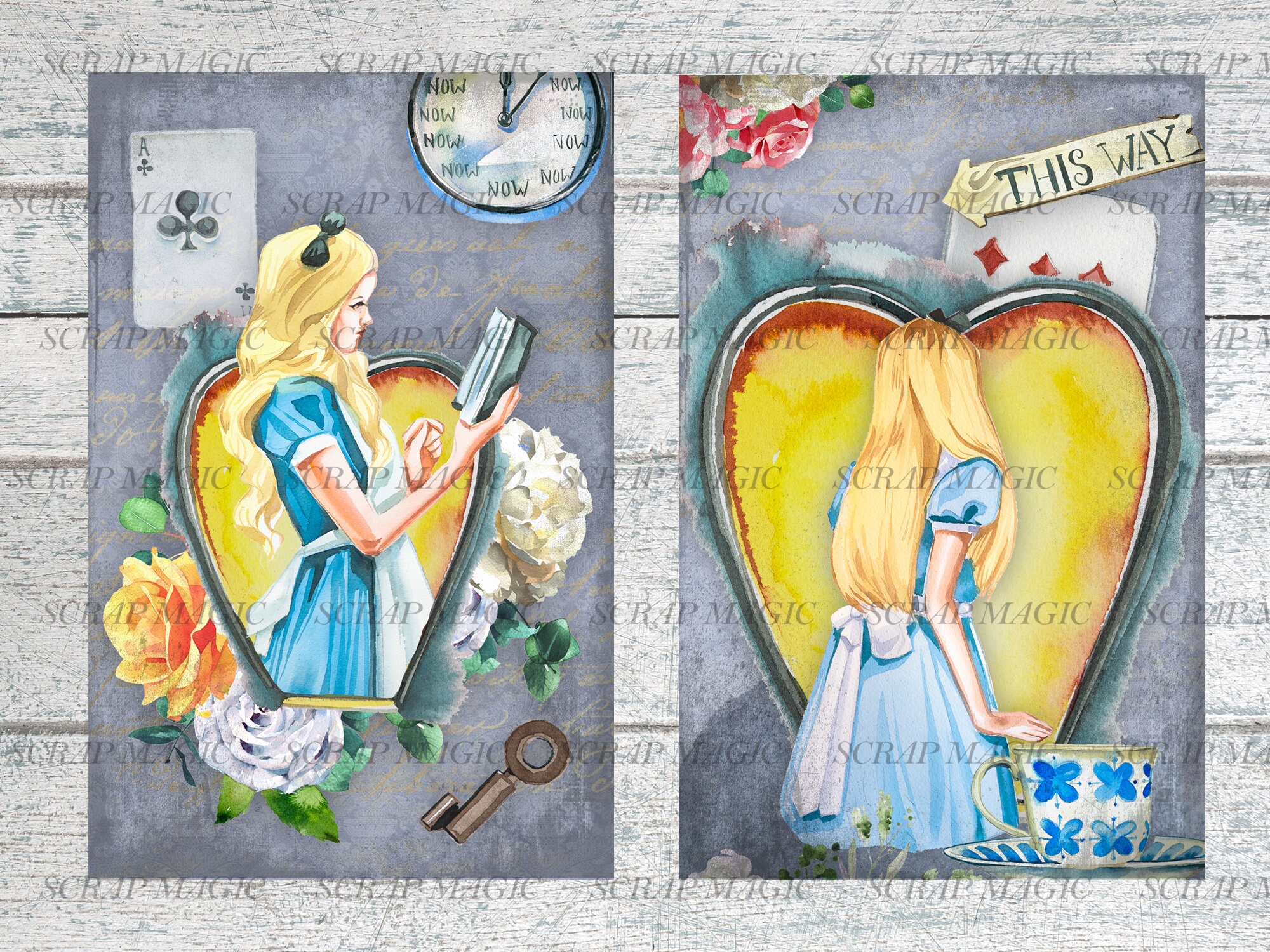 Alice in Wonderland Junk Journal Folio Kit, Loaded Folder, Insert ...