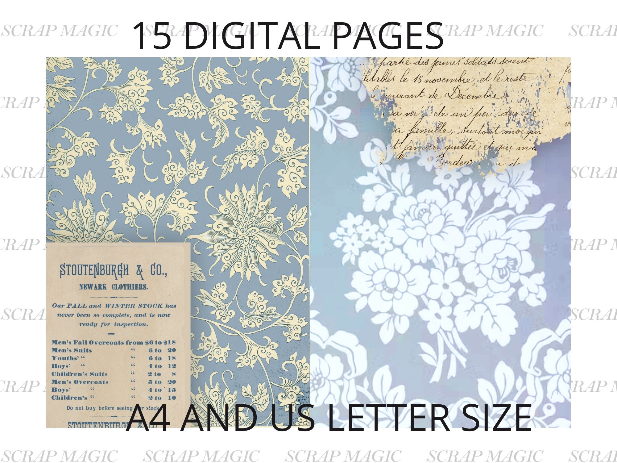 Vintage Junk Journal, Digital Kit, Printable Collage Sheets, Instant ...