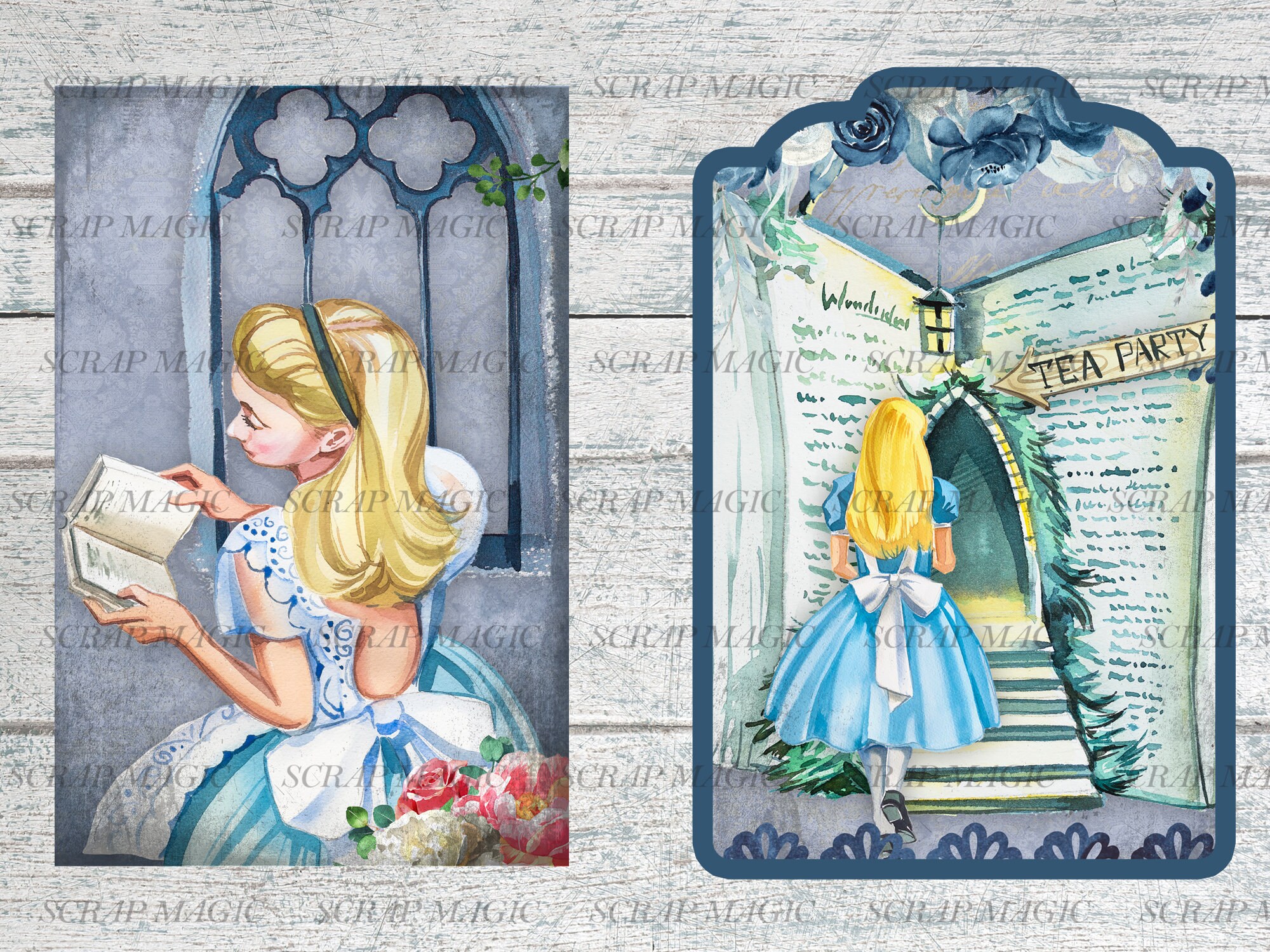 Alice in Wonderland Junk Journal Folio Kit, Loaded Folder, Insert ...
