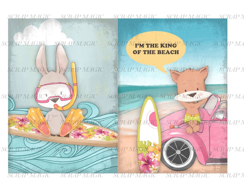 Beach Junk Journal, Digital Kit, Printable Collage Sheets, Instant ...