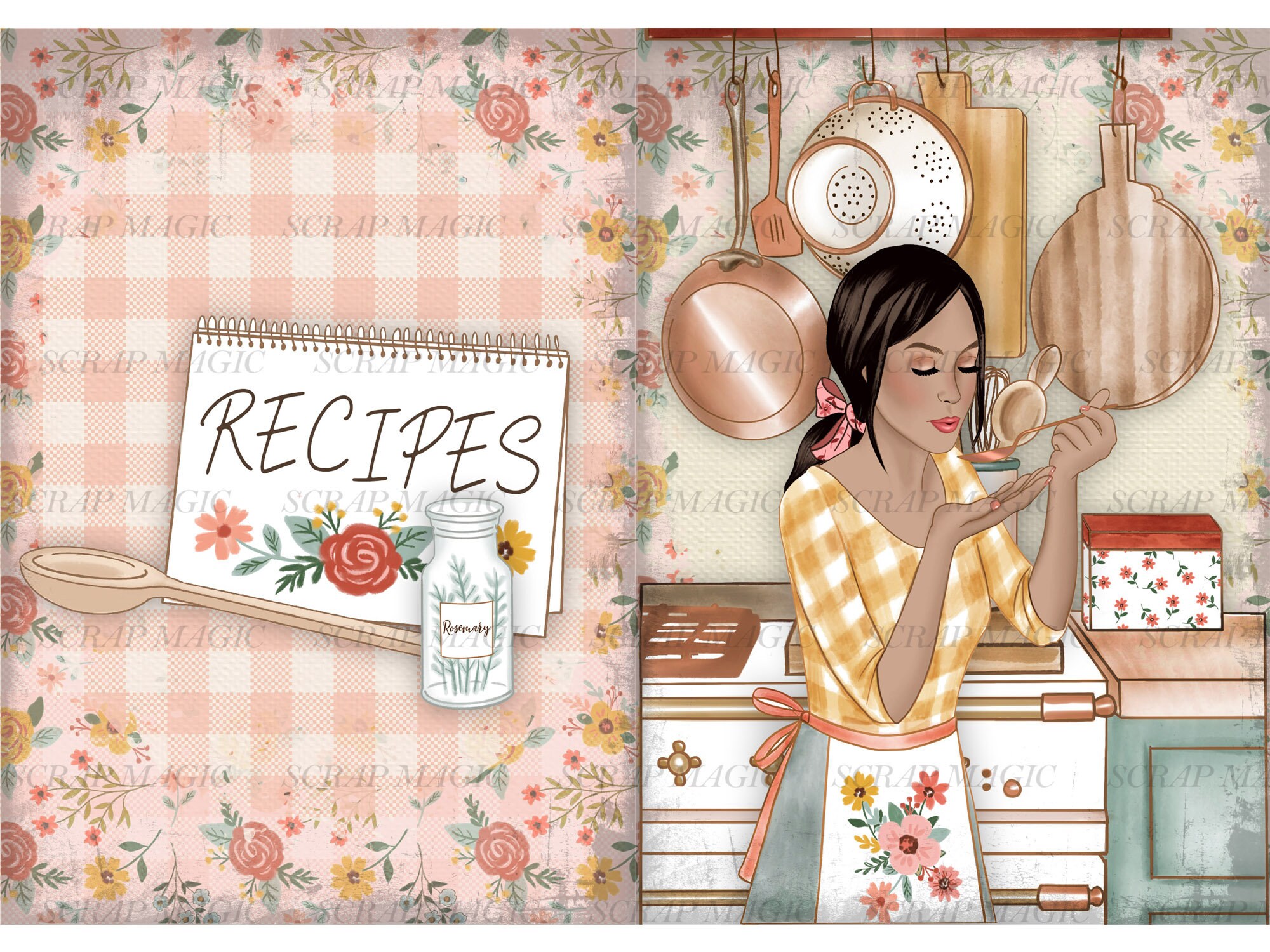 Cooking Junk Journal Digital Kit, Printable Collage Sheets, Instant ...