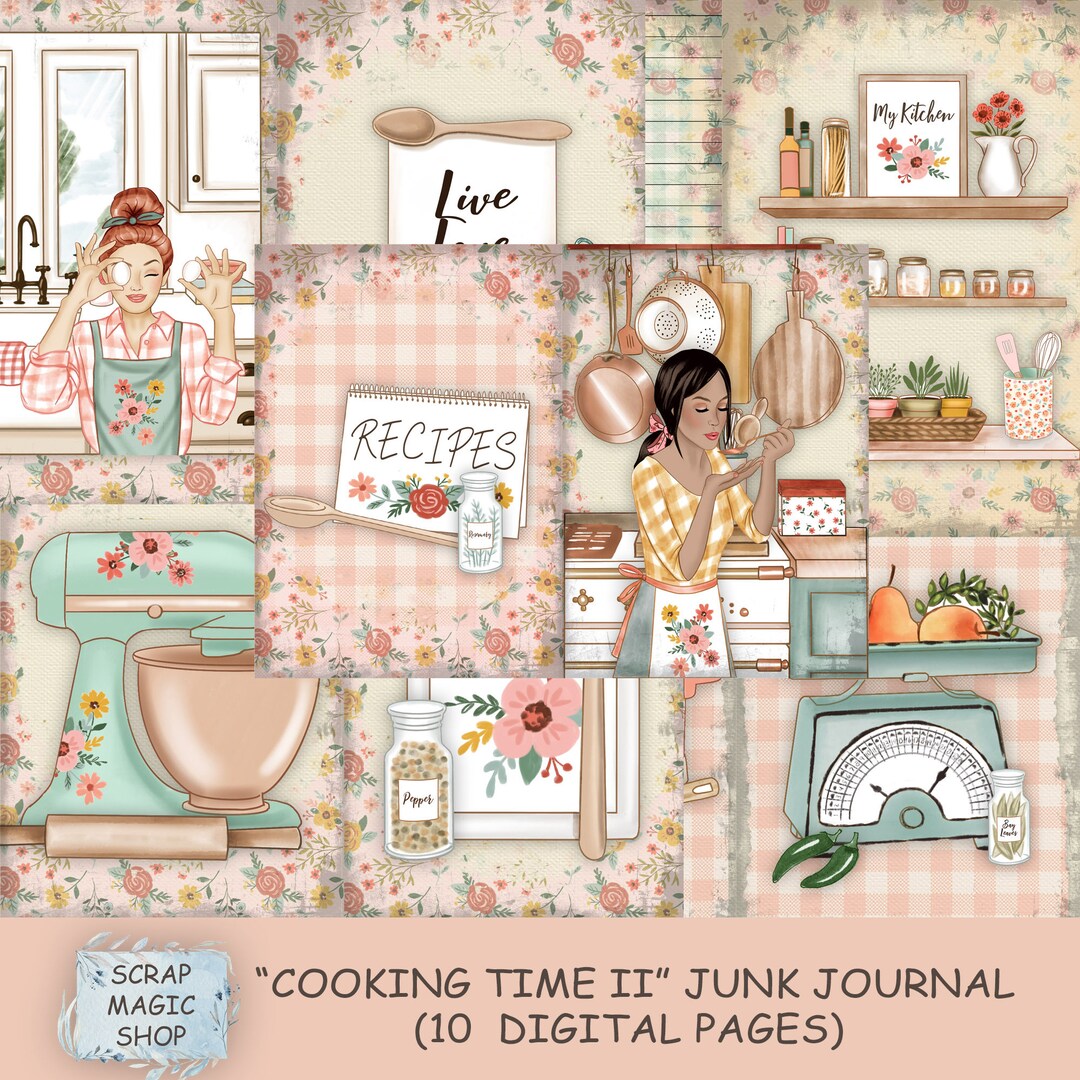 Cooking Junk Journal Digital Kit, Printable Collage Sheets, Instant ...
