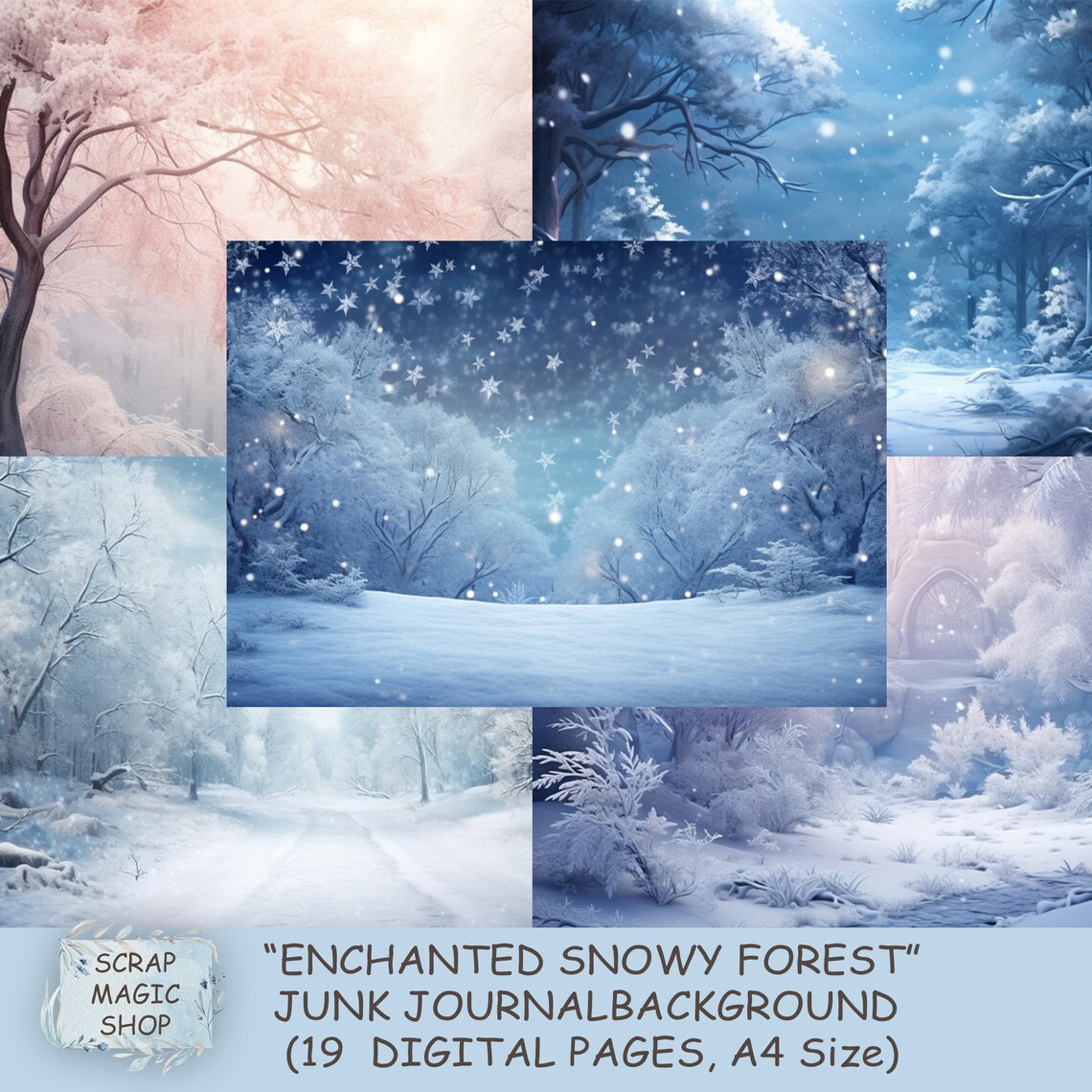 Enchanted Snowy Forest Background, Instant Download, Winter Forest ...