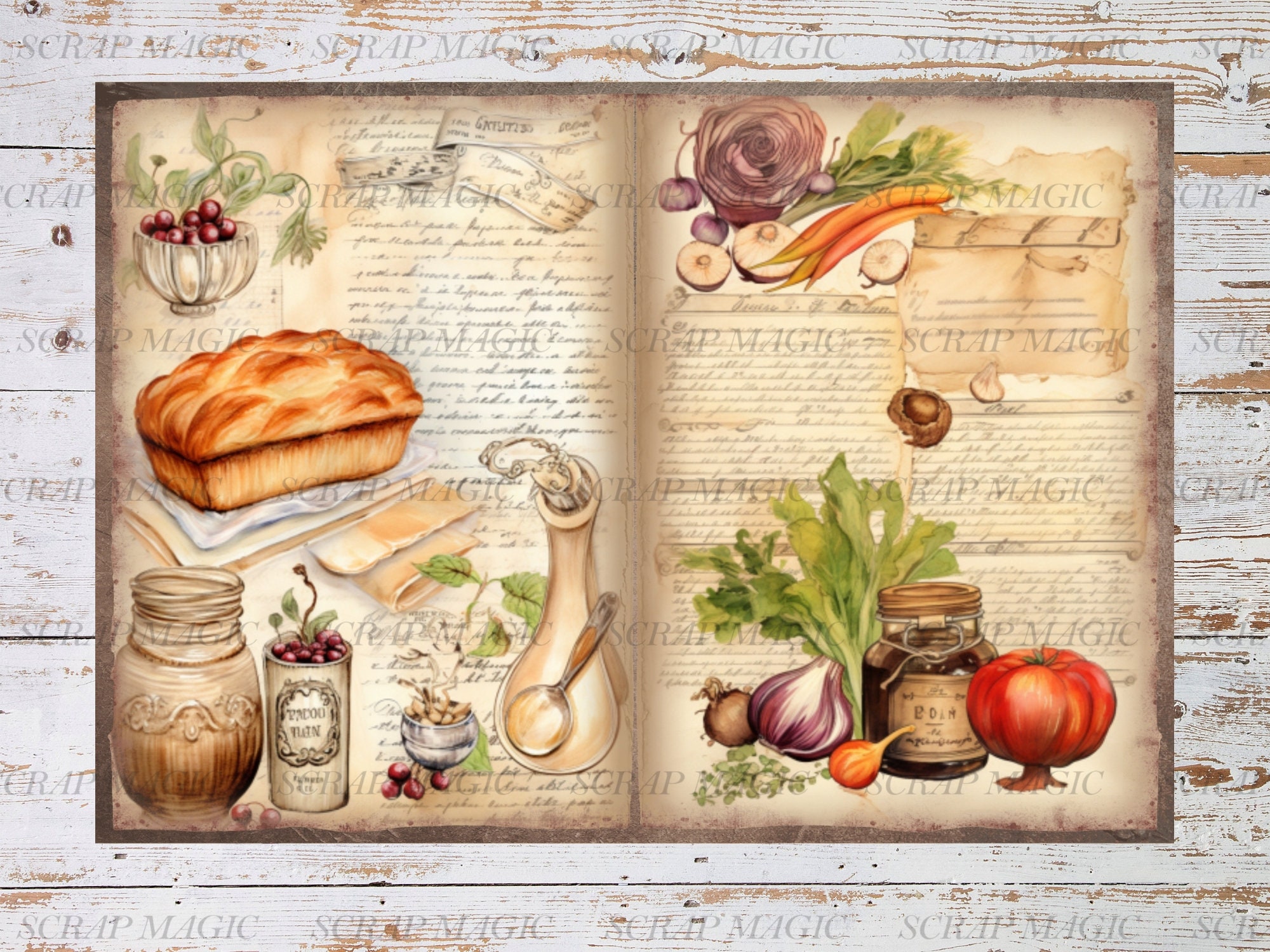 Cooking Junk Journal, Digital Kit, Instant Download, Printable Collage ...