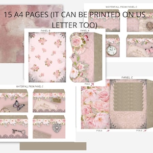 Junk Journal Folio Kit, Vintage Loaded Folder, Roses Printables, Pink ...
