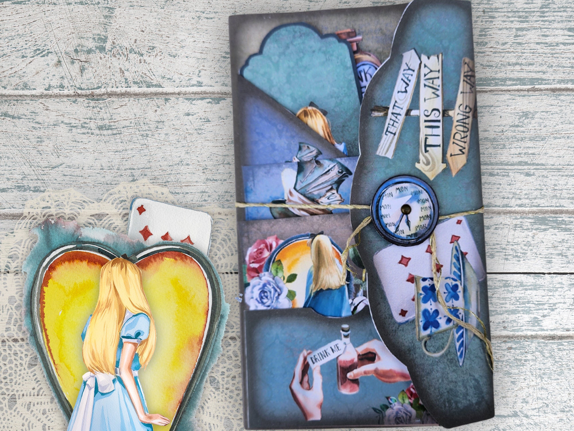 Alice in Wonderland Junk Journal Folio Kit, Loaded Folder, Insert ...