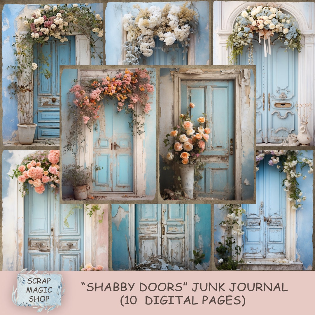 Shabby Doors Junk Journal, Digital Kit, Blue, Instant Download ...