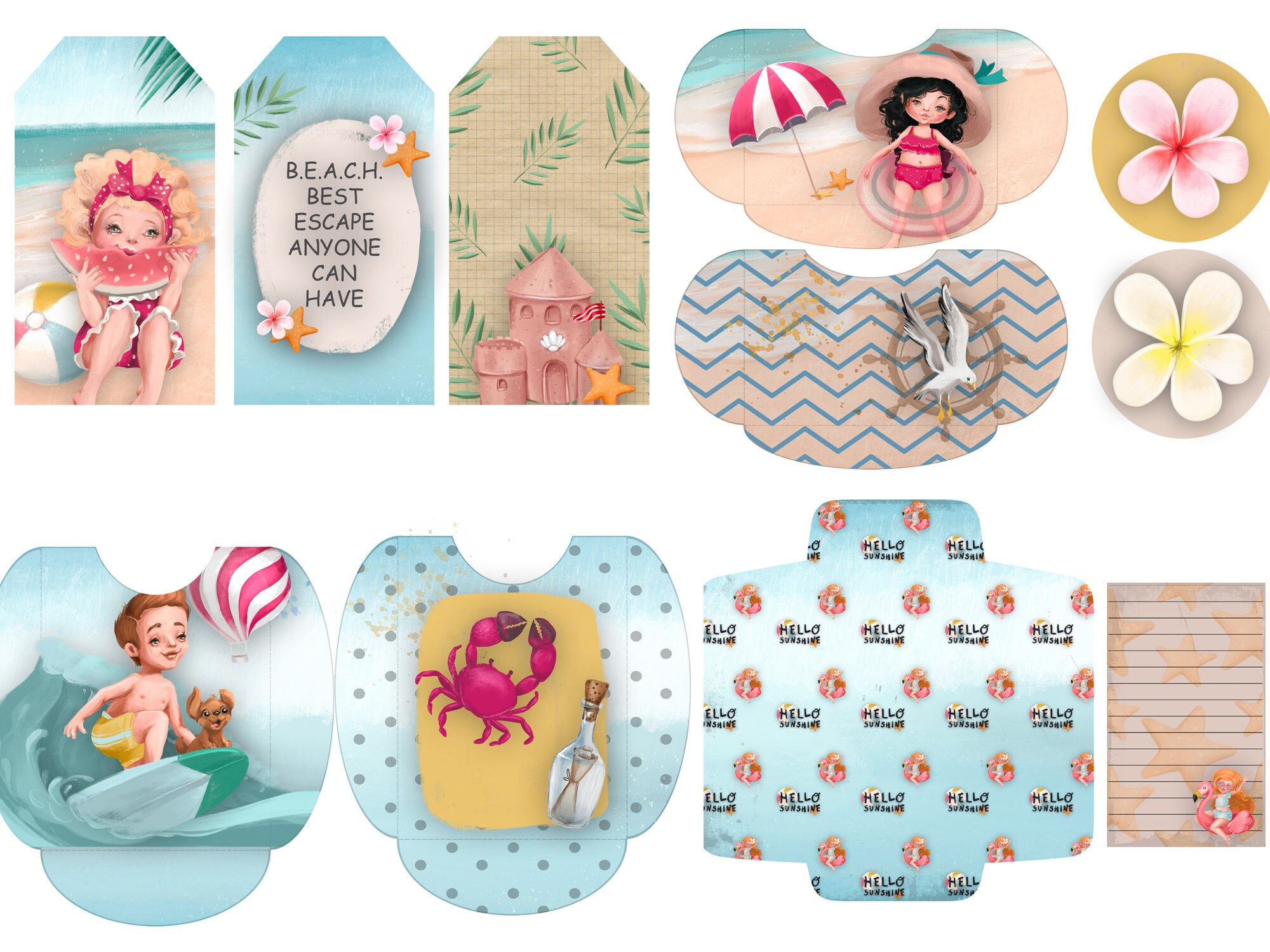 Beach Junk Journal Digital Kit, Printable Collage Sheets, Instant ...