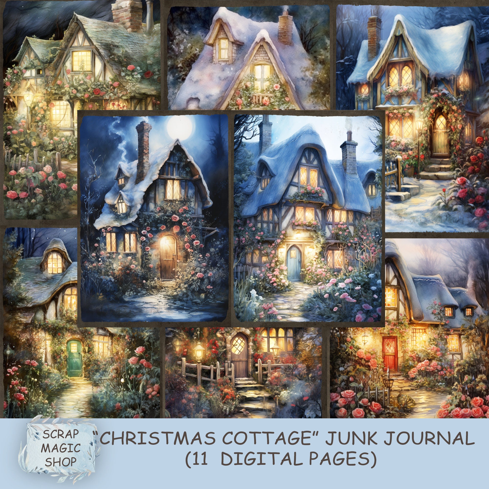 Christmas Cottages Junk Journal Digital Kit Printables - Etsy