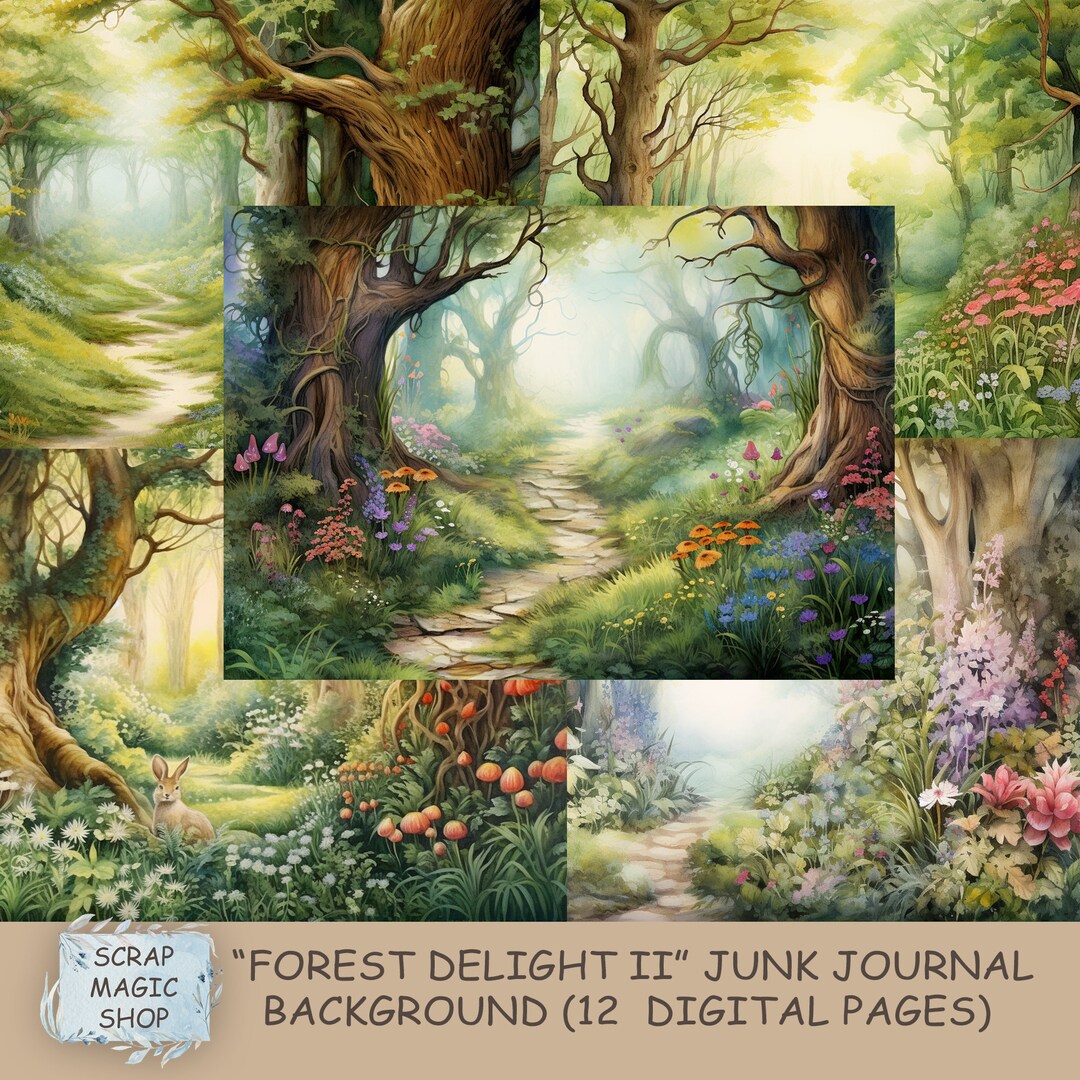 Forest Background Junk Journal, Digital Kit, Journal Diy, Journal Pages ...
