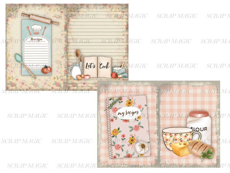 Cooking Junk Journal Digital Kit, Printable Collage Sheets, Instant ...