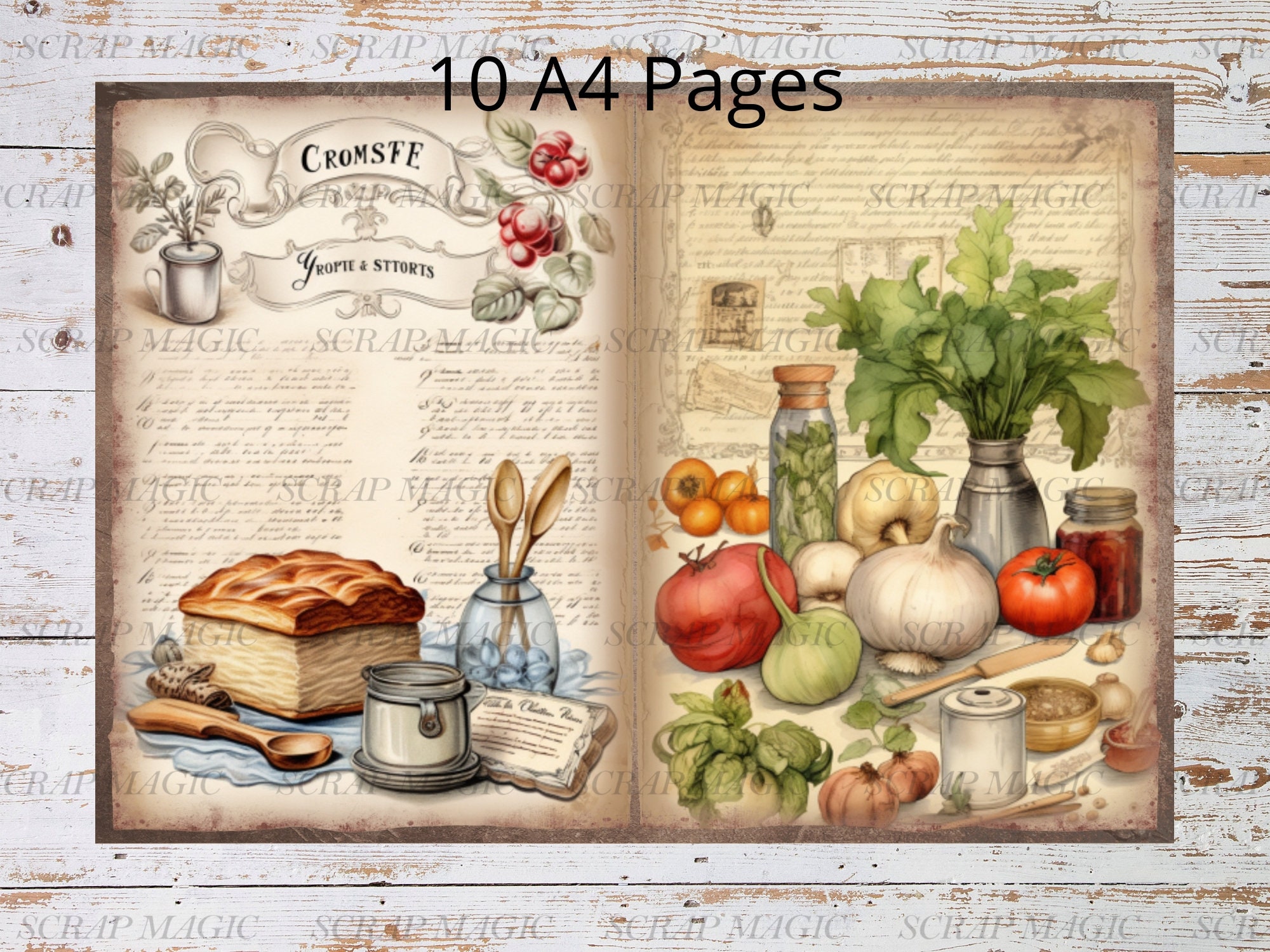 Cooking Junk Journal, Digital Kit, Instant Download, Printable Collage ...